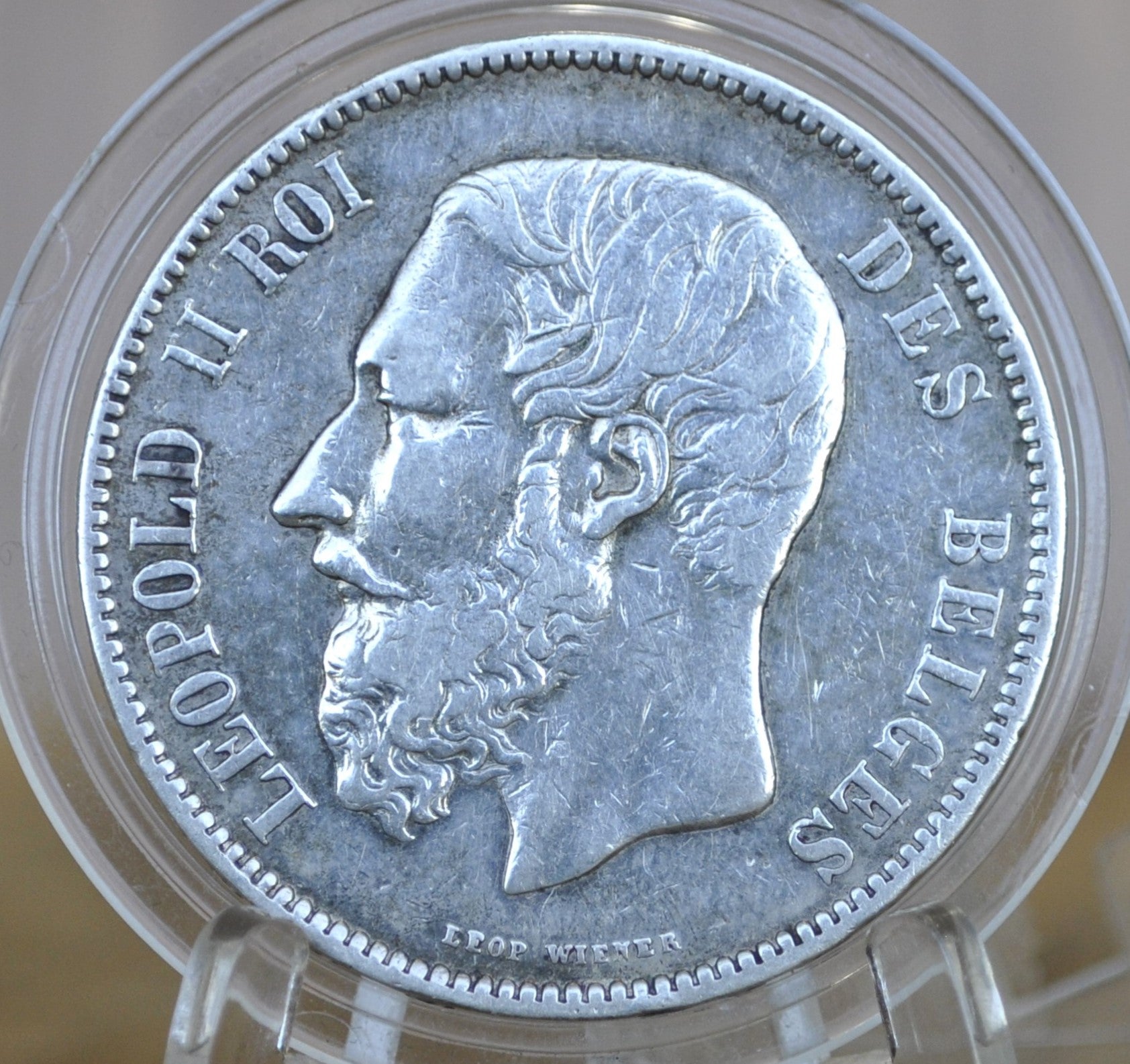 1870 Belgian 5 Franc Coin - Leopold II - 90% Silver Belgian 5 Francs C ...