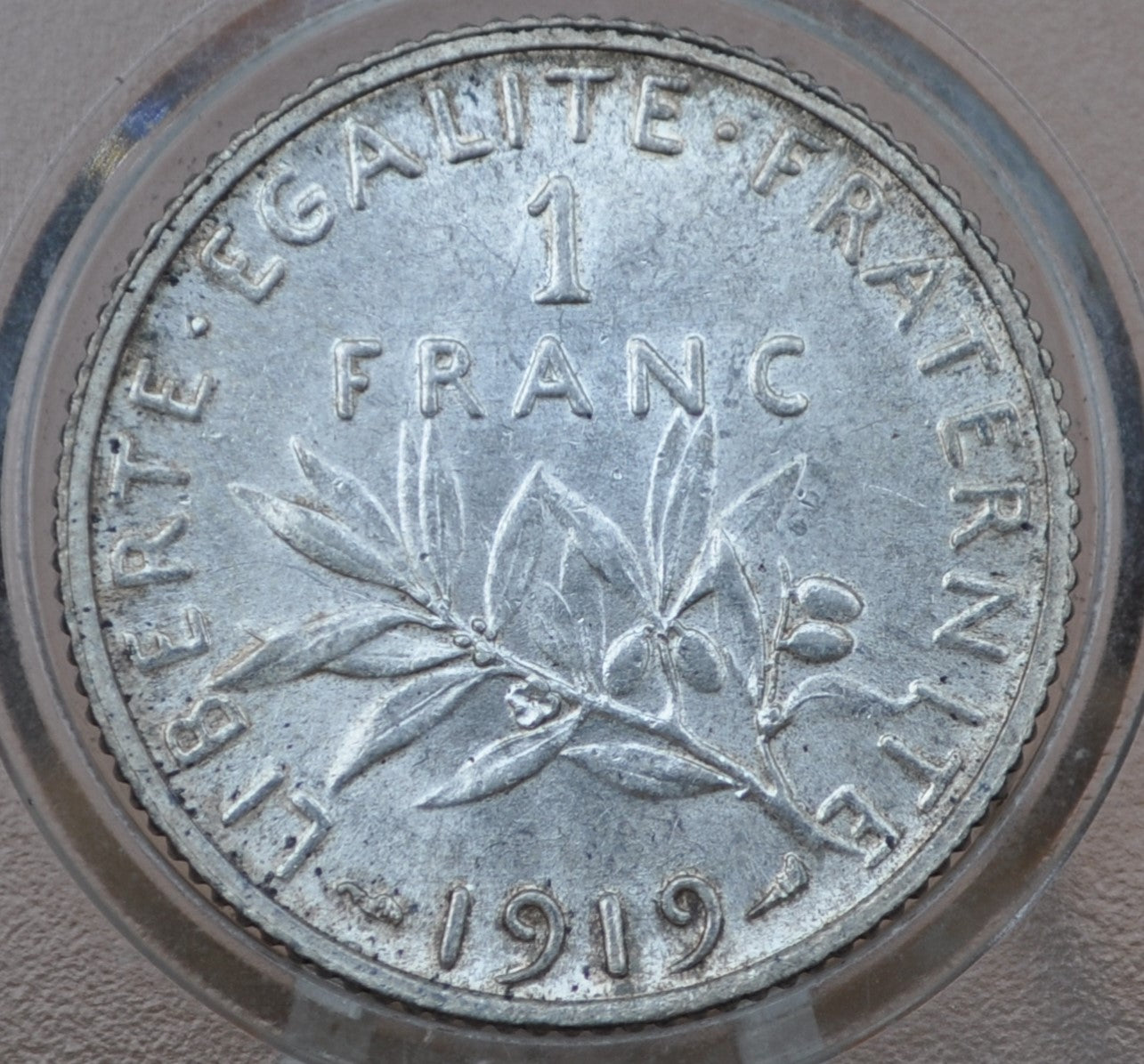 1919 French 1 Franc Coin - BU (Uncirculated) - WWI Era Silver Franc ...