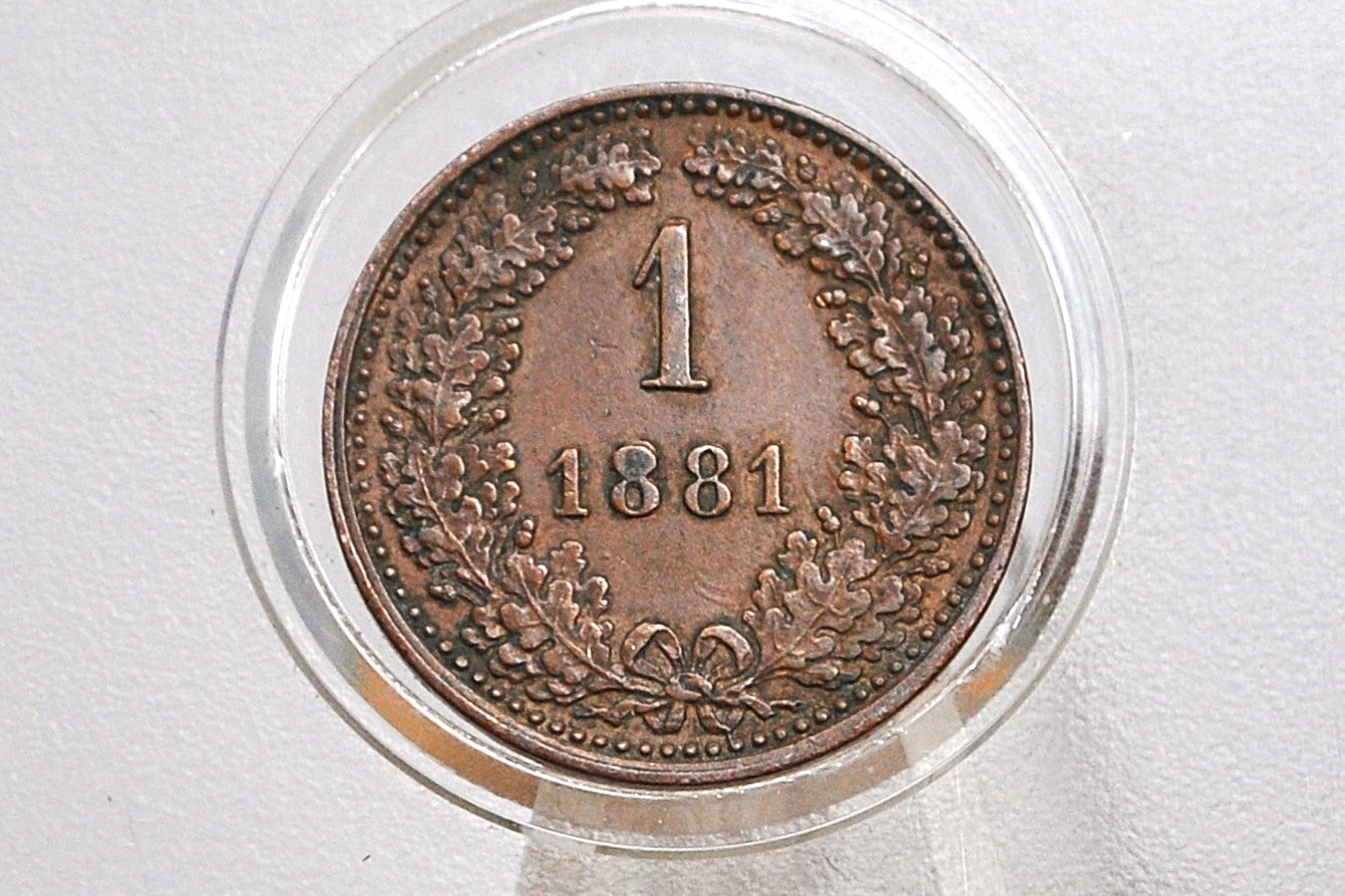 1 Kreuzer from the Austrian Empire 1881 - 1881 Austria coin one Kreuze – Treasure Hunter Co