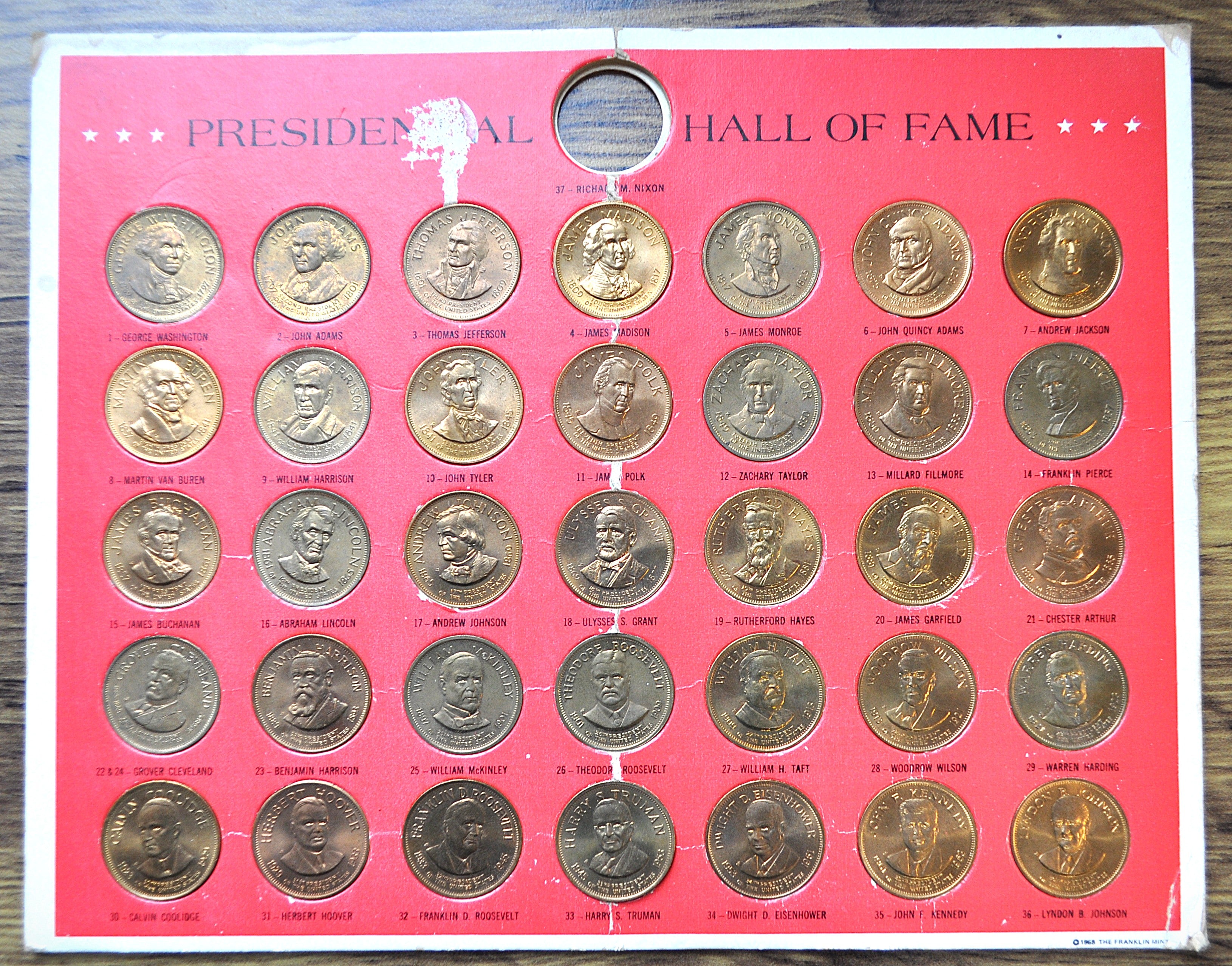Presidential Hall of Fame Tokens 1968 Franklin Mint - Presidential Hal ...