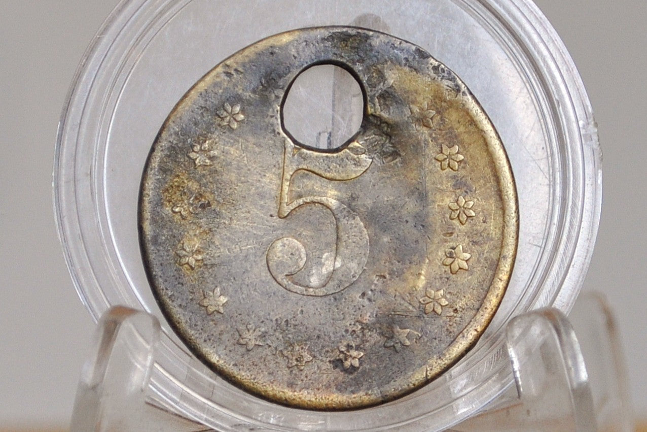 Antique T.H.L Jacksons 5 Cent Token - Good For Token - 5 Cent Brass To ...