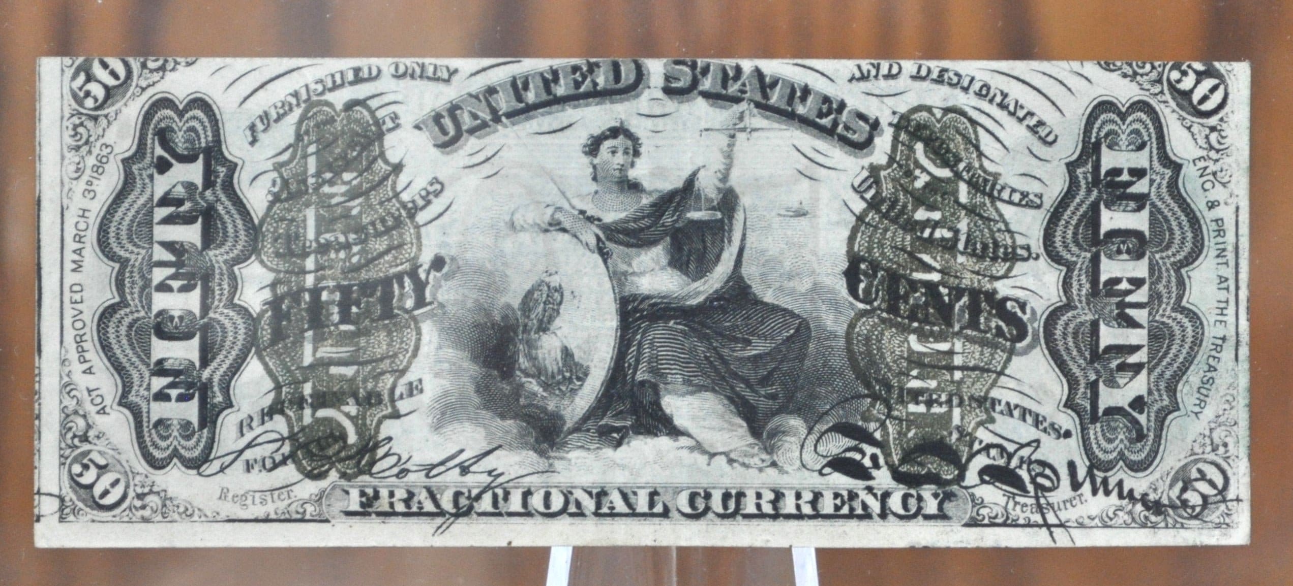 3rd Issue 50 Cent Fractional Note Fr#1362 - AU Grade / Condition - No ...