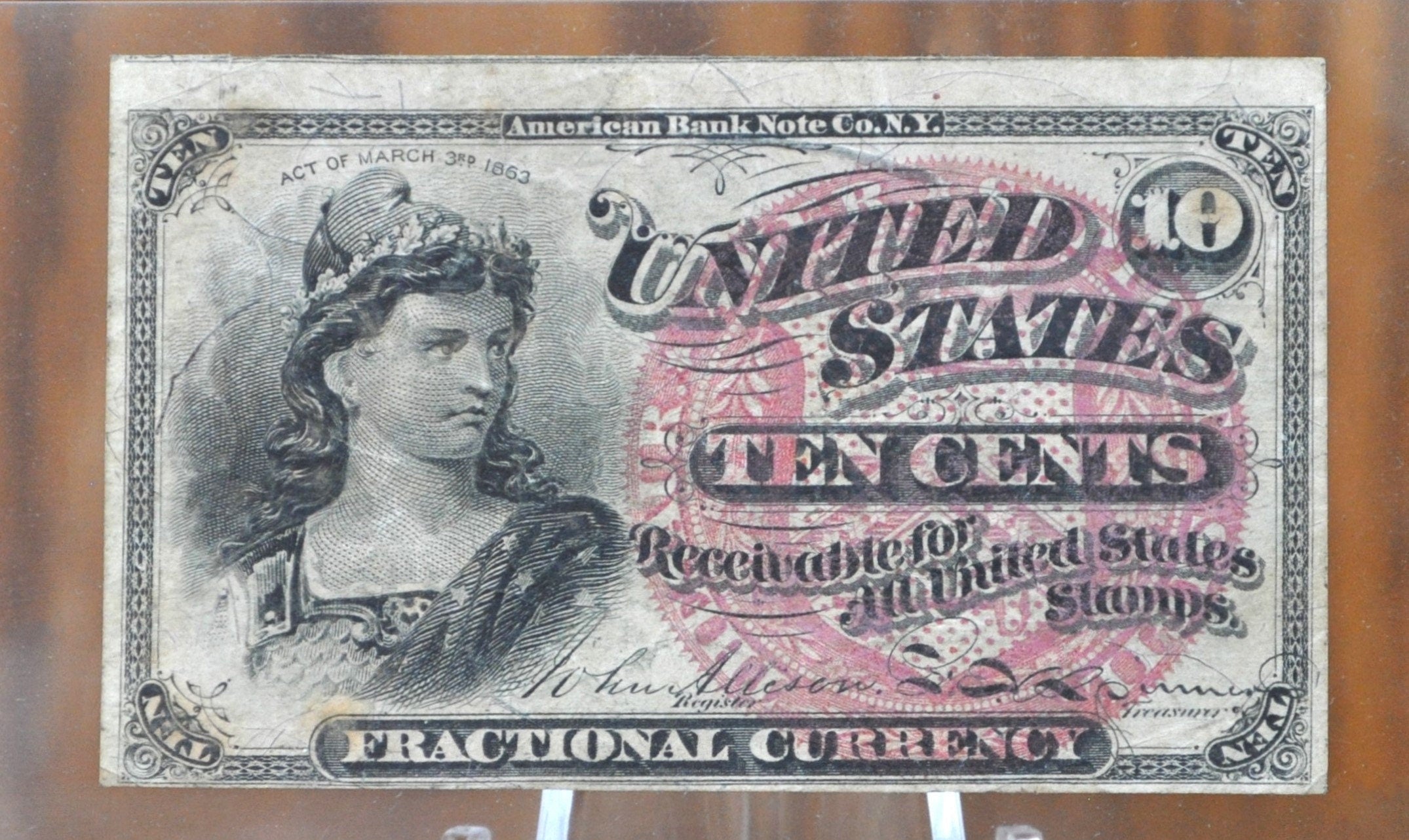 Authentic 1863 10 Cent Fractional Note Fr#1257 / 1863 Fractional Curre ...