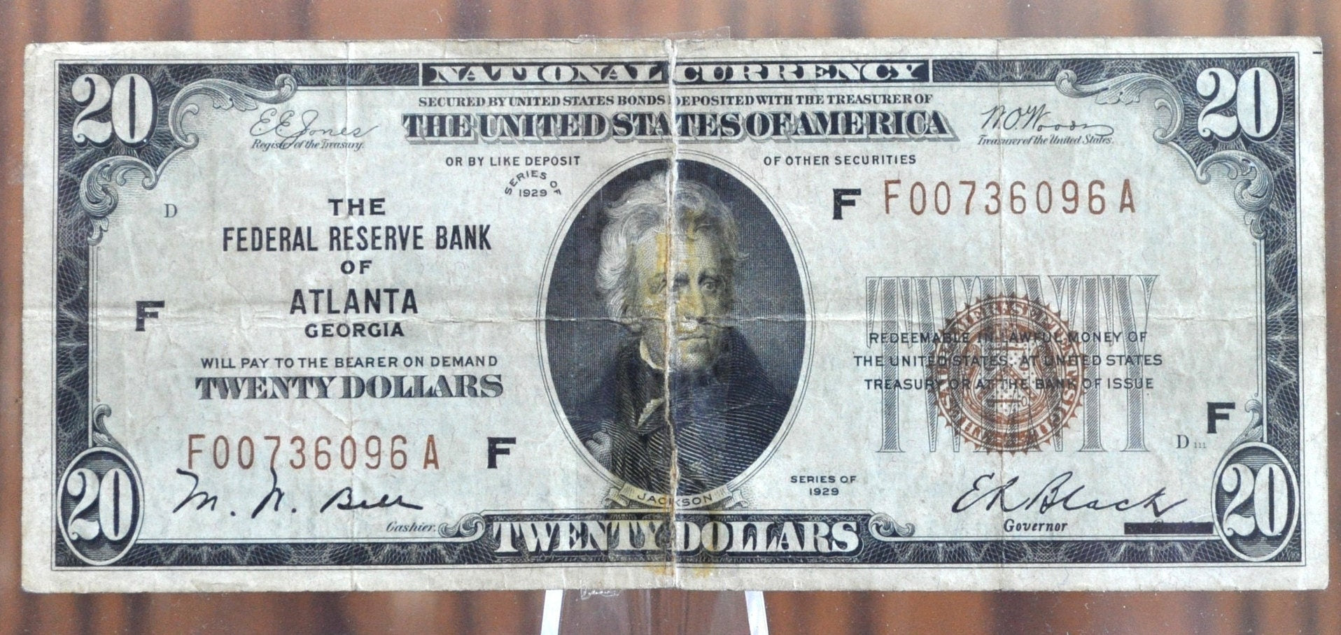 1929 20 Dollar National Currency Note Fr1870-F - Taped - Atlanta GA 19 ...