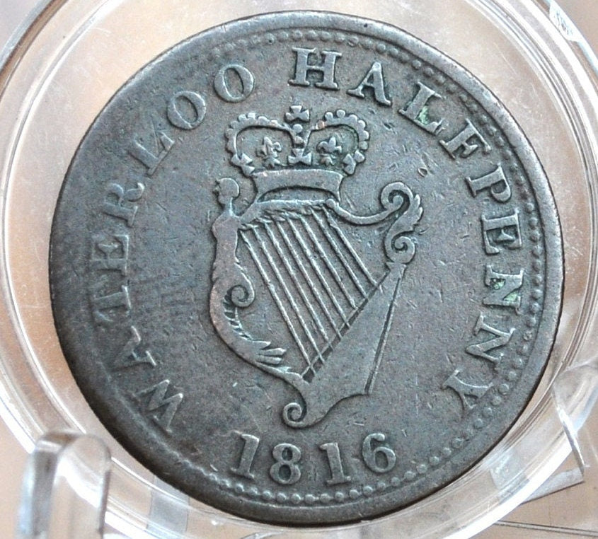 1816 Waterloo Half Penny Token The Illustrious Wellington, Great Condi ...