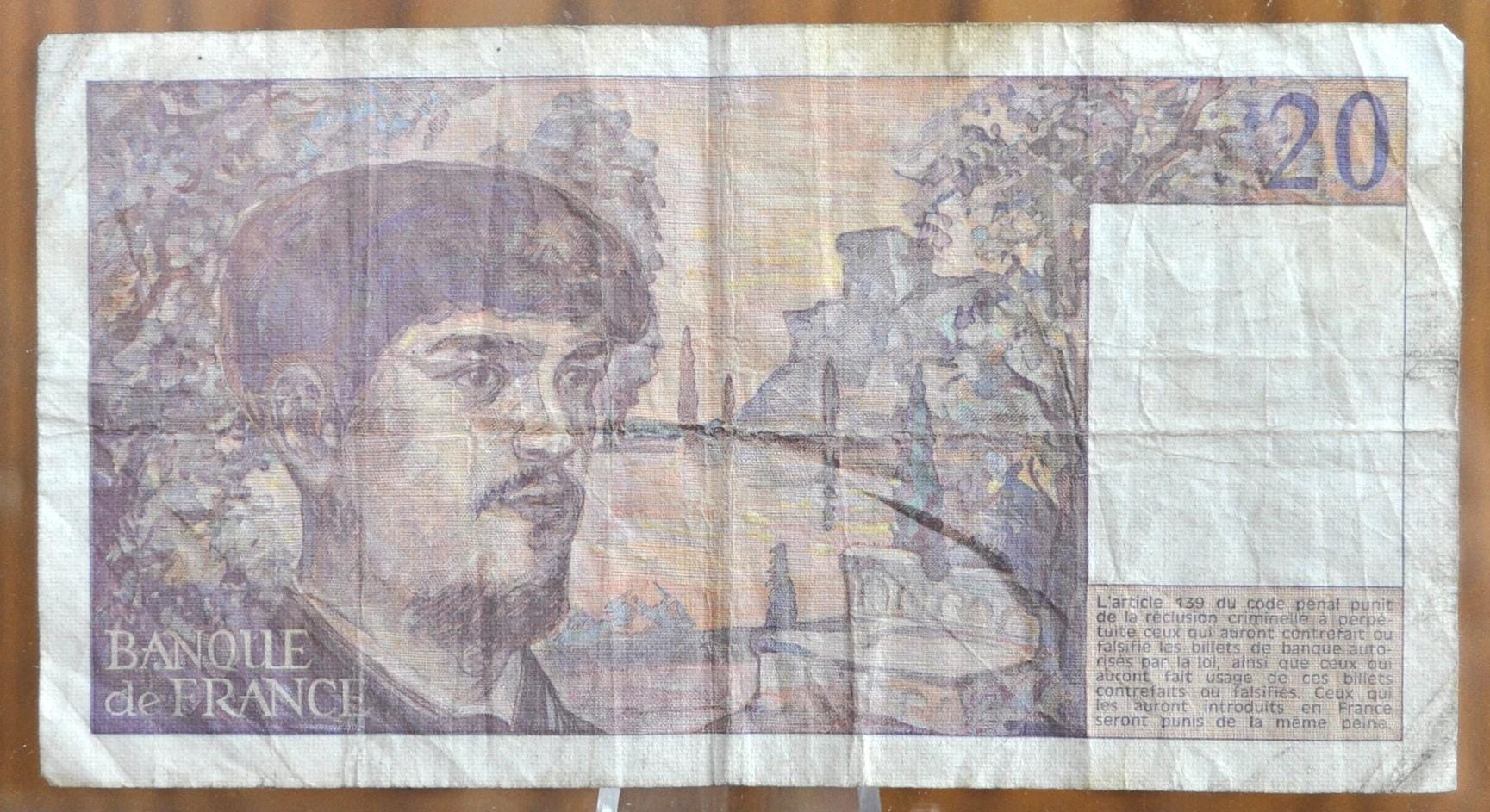 1988 France 20 Franc Banknote - Claude Debussy Type - 1988 French Twen ...