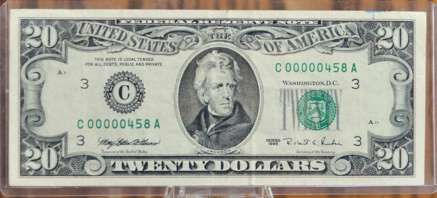 1995 20 Dollar Bill - LOW SERIAL NUMBER, 3-digit serial number - Rarer ...