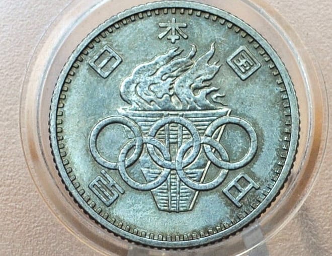 1964 Silver Japan 100 Yen Olympics - 1964 Tokyo Olympics - Vintage Coi – Treasure Hunter Co