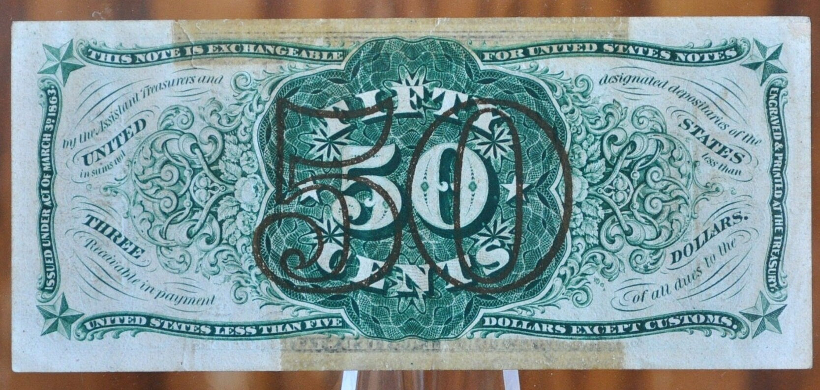 50 Cent Fractional Note Fr#1341 AU Grade / Condition - Third Issue Fif ...