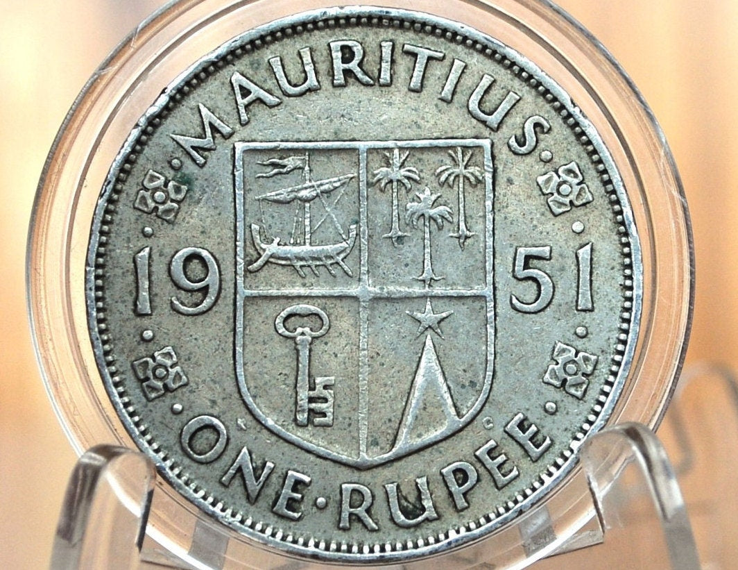 Rarer 1951 Mauritius 1 Rupee - Great Condition - Crown Colony Mauritiu ...
