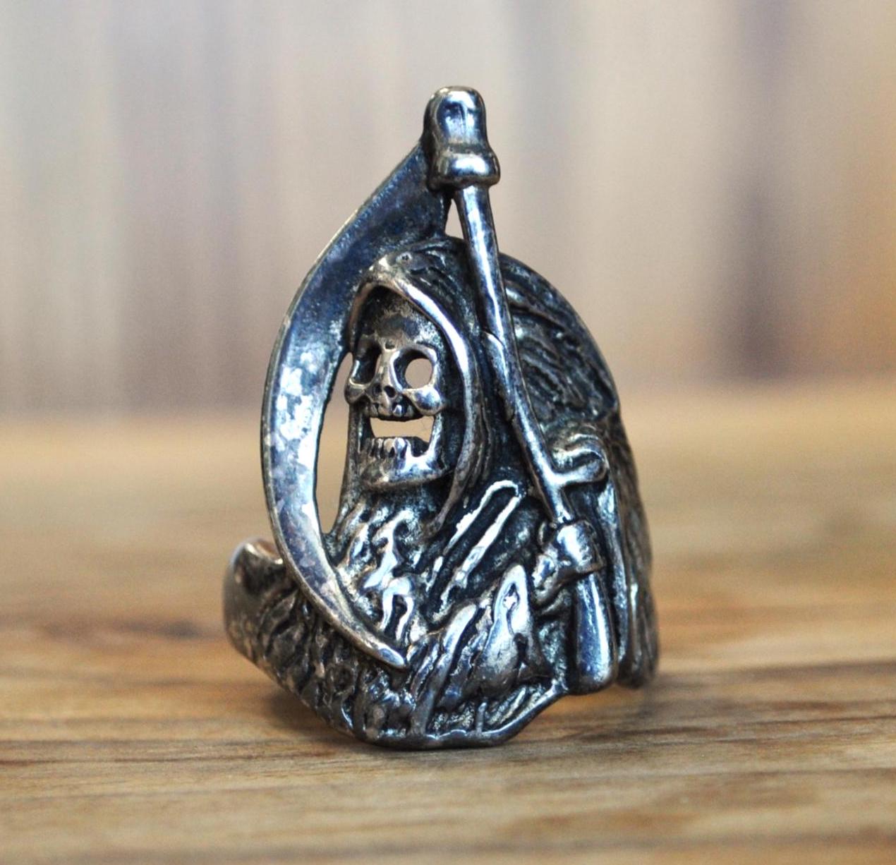 Vintage 1985 G&S Grim Reaper Ring - Size 11.5 - Biker Ring - G and S S ...