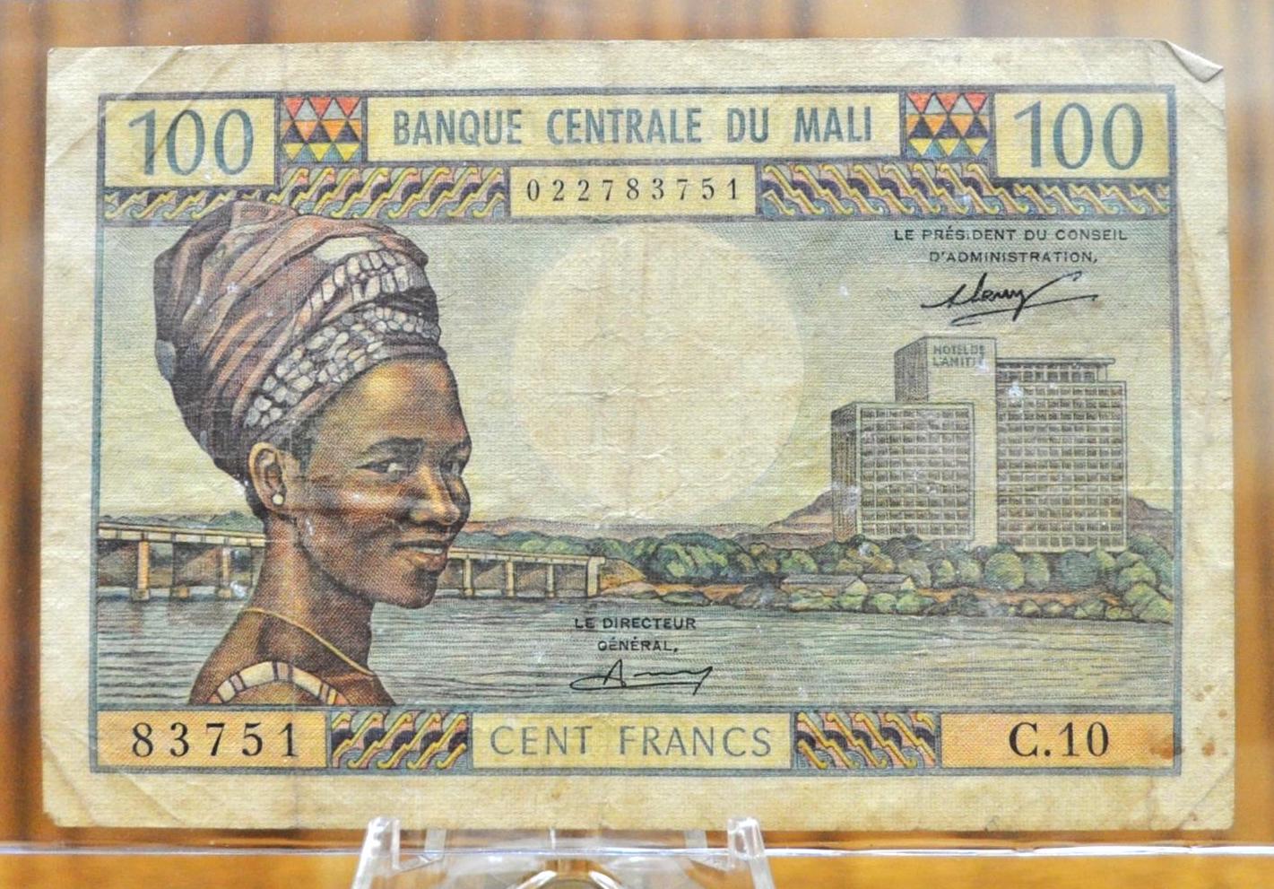 1972 Central Bank of Mali 100 Francs Note - Rarer African Currency - R ...