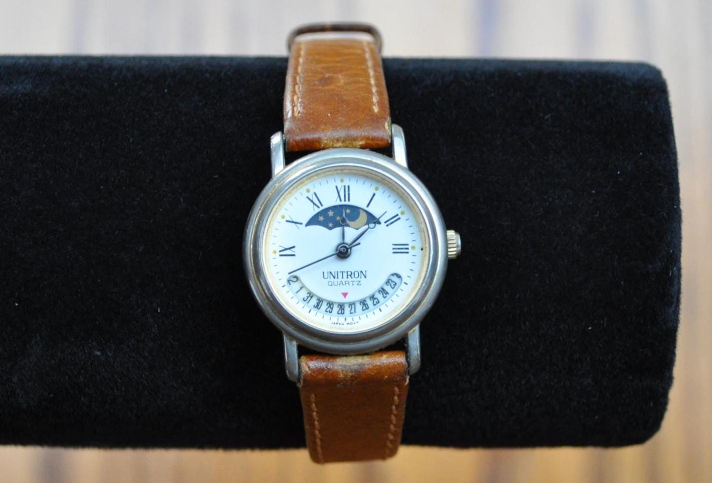 Vintage Edison Moon Phase Watch Unitron Quartz - Vintage Quartz Watch ...