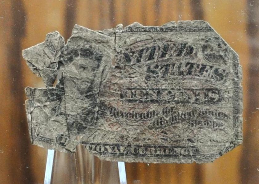 Authentic 1863 10 Cent Fractional Note Fr#1257 / 1863 Fractional Curre ...