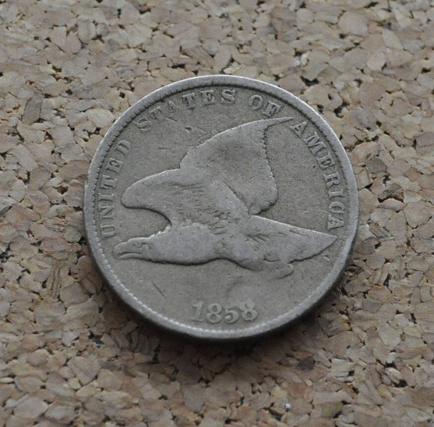 1858 Flying Eagle Penny - Good Date - Rare Penny Type - Two years of p ...