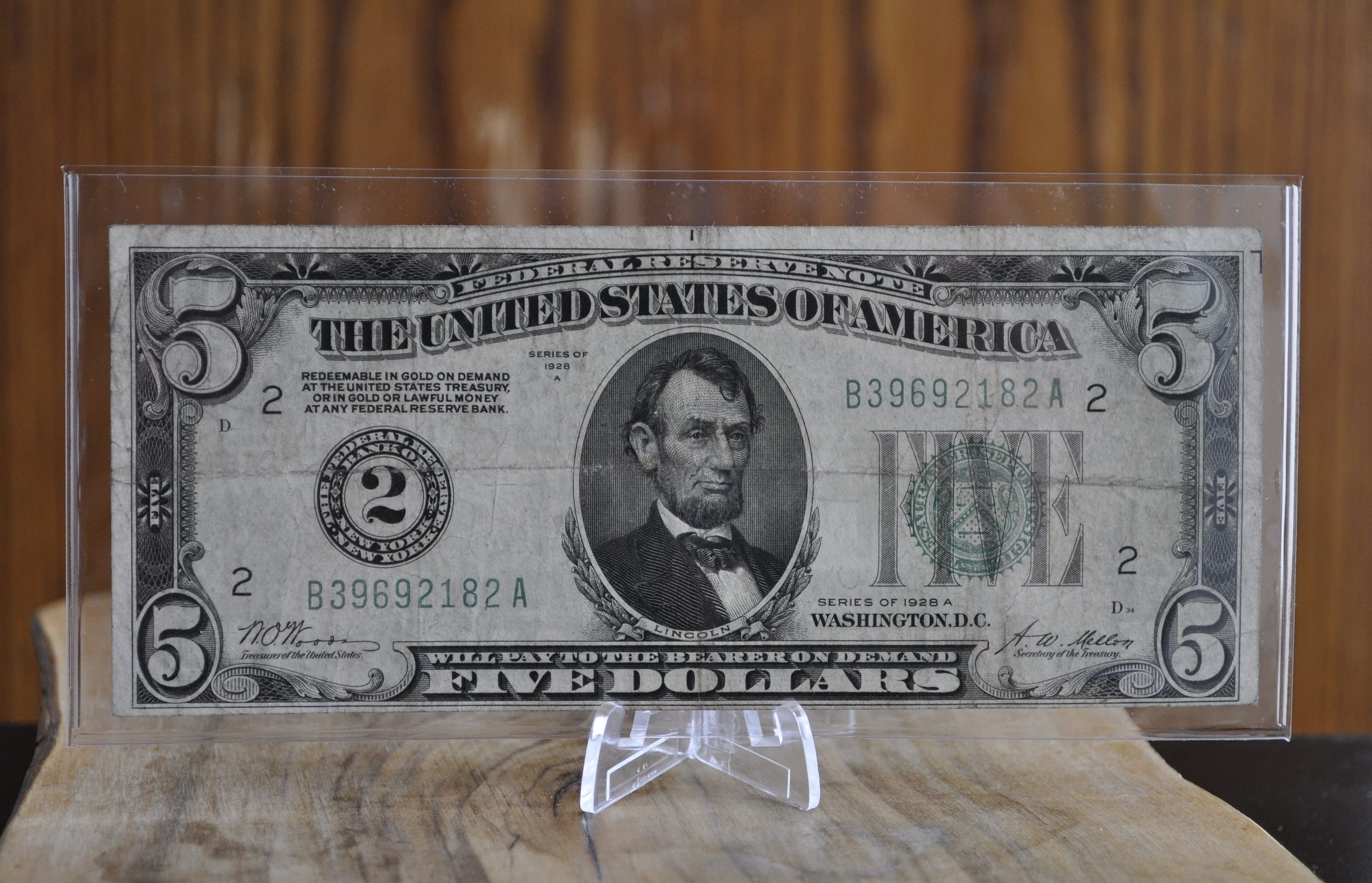 1928 A 5 Dollar Bill - Green Seal - F-VF, Circulated - A Series - Rede ...